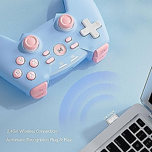 BEITONG BAT4 Wireless PC Game Controller,Dual Vibration Retro Gamepad Joystick for Windows 7 8 10 11/Steam/Simulators/Android TV Gaming (Bat 4 (Ice Cream))