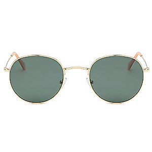 LKEYE Small Unisex Classic Vintage Round Mirror Lens Polarized Sunglasses LK1702 3447 Gold Frame/Dark green Lens