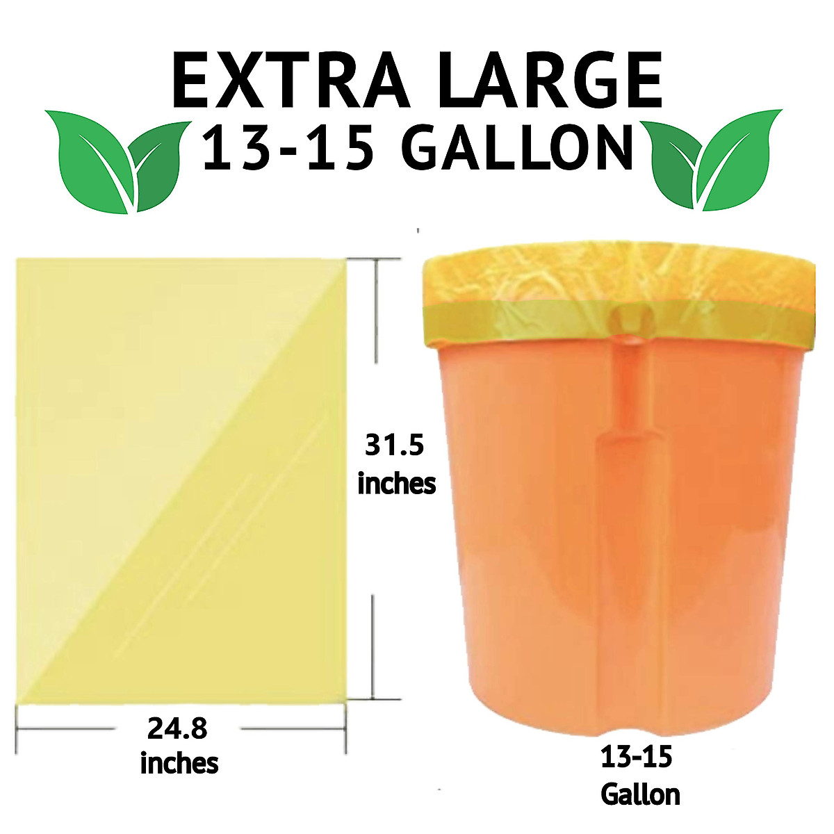 Biodegradable Trash Bags for 13 Gallon | 50 Liter Bin, Plant Based - 75 Count, Tall Kitchen Compost Bags with Drawstrings - Green Garbage Bags - 1.3 mil Thick Heavy Duty and Eco Friendly Trash Bags