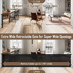 178 Inch Baby Gates Extra Wide Retractable Baby Gate Outdoor Pet Gates for Dogs Indoor Retractable Gate for Super Wide Openings Large Dog Gate Retractable Dog Gate Adjustable Baby Gates for Doorways