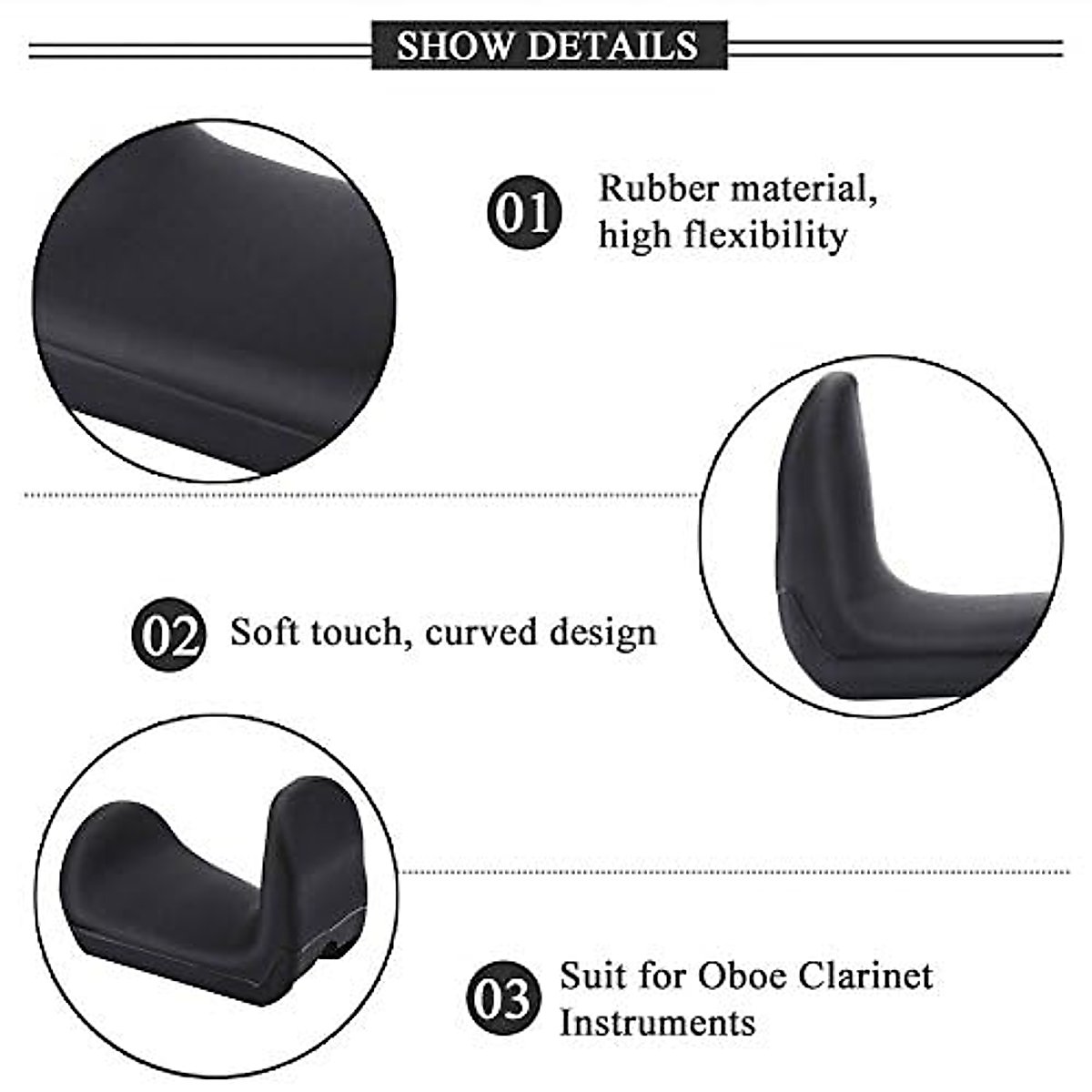 Thumb Rest Cushion, Rubber Clarinet Thumb Rest for Oboe Clarinet Instruments within 1.45-1.75cm(3.5mm)