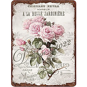 Thankful & Blessed Rose Metal Tin Sign Floral Vintage Tin Sign Wall Hanging Decoration Holiday Birthday Valentine's Christmas Wall & Tabletop Decor Plaque Sign Home Porch Decorations Cf-04 5.5x8 Inch