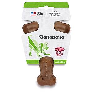 Benebone Dental Durable Dog Chew Toy for Aggressive Chewers, Real Bacon, Made in USA, Small & Wishbone Durable Dog Chew Toy for Aggressive Chewers, Made in USA, Small, Real Bacon Flavor