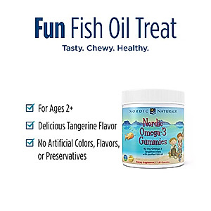 Nordic Naturals Nordic Omega-3 Gummies, Tangerine - 120 Gummies - 82 mg Total Omega-3s with EPA & DHA - Non-GMO - 60 Servings