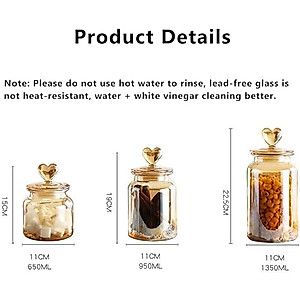 Glass Storage Jars - Clear Glass Candy Jar, Love Food Storage Pot For Cookies Snacks Dried Fruits And Nuts -grid-11 * 11 * 22.5cm (Color : Grid)