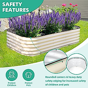 T4U Raised Garden Bed,17" Tall 8ft X 2ft Zinc-Aluminum-Magnesium Stainless Steel Durable Metal Planter Box, Easy to Install, Outdoor Planter Garden Bed for Vegetables Flowers Fruits etc
