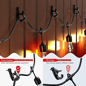 Lewufe Outdoor String Lights Hooks, Screw Hooks for Hanging Christmas Lights, Light Hanger Hooks for Patio Lights, Light Wire and Plants - Black, 20 Pack