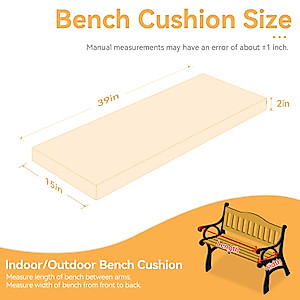 ROFIELTY Bench Cushion 39 inch, Durable Bench Cushions for Indoor Furniture, Window Seat Cushions Indoor, Personalized Custom Bench Cushion (39x15x2inch,Dark Gray)
