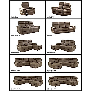 Homelegance 830835LRC Olympia 3 Piece Power Reclining Sectional Sofa with with Left Side Chaise & USB Charging Port Top Grain Leather Match, Raisin