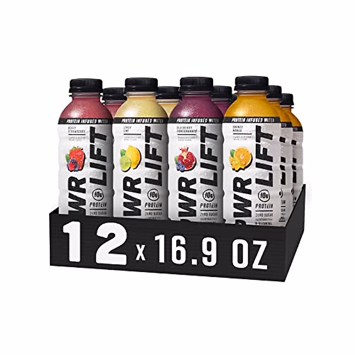 Whey Protein Water Sports Drink by PWR LIFT | Variety Pack | Keto, Vitamin B, Electrolytes, Zero Sugar, 10g of Protein | Post-Workout Energy Beverage | 16.9oz (Pack of 12)