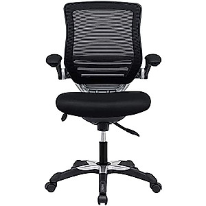 Modway Edge Mesh Back and Mesh Seat Office Chair In Black With Flip-Up Arms in Black