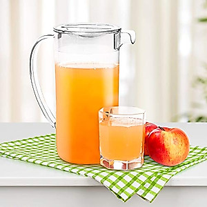 Youngever 2 Quarts Plastic Pitcher With Lid, Clear Plastic Pitcher Great for Iced Tea, Sangria, Lemonade