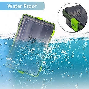 2PC Aventik Waterproof Fishing Tackle Boxes Hooks Storage Trags Organizer Box Transparent Adjustable Dividers Hold Terminal Fishing(3500M-Green&Red)