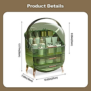 Ergocar Portable Retro Series Multi-Function Make Up Case Dustproof Cosmetic Storage Box,Cosmetics Skin Care Products Jewelry Organizer Case Finishing Box Bathroom Desktop - Retro Green