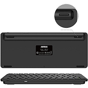 Arteck Universal Multi-Device Bluetooth Keyboard Ultra Slim and Compact Wireless Bluetooth Keyboard with Media Hotkeys for Windows iOS iPad OS Android Computer Desktop Laptop Surface Tablet Smartphone