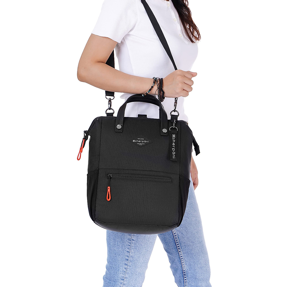 Sherpani Dispatch, Convertible Backpack Tote, Travel Backpack, Crossbody Bags for Women, Laptop Backpack, Fits 13 Inch Laptop (Raven V1)