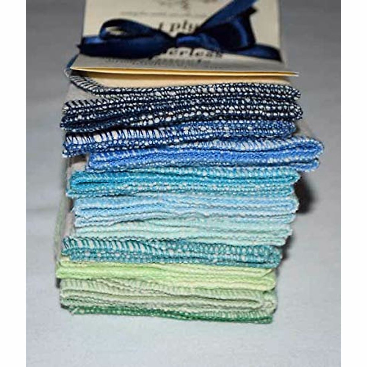 Gina's Soft Cloth Shop 1 Ply Organic Cotton Flannel Paperless Towels 11x12 Inches Set of 10 Blues and Greens