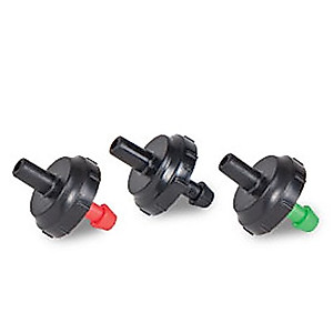 (100-PACK) 1GPH Single Outlet PC Button Drip Emitter with Barbed Inlet - for Use with Hydroponics/Irrigation Tubing - Insert Into Main line (1/2", 3/4", 1") or 1/4" Distribution Tube