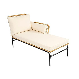 ojhnbvv 3 Pieces Outdoor Patio Wicker Furniture Sets Table and Chairs,L-Shaped Wicker Sectional Sofa with Glass Coffee Table/Detachable Cushion,for Backyard, Porch,Garden