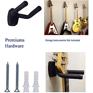 Guitar Wall Hanger Stands Ukulele Wall Mount 2 Pack Violin Hook Keep Holder Display Rack Bracket for Most Guitar Bass Accessories Easy To Install