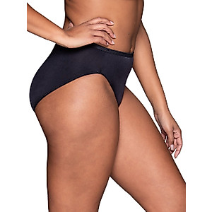 Vanity Fair Women's Illumination Hi Cut Panties, Silky Stretch & Satin Trim, 3 Pack-Midnight Black, 8