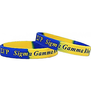 Sigma Gamma Rho Color Swirl Silicone Bracelet [Pack of 2 - Blue/Gold - 8inch] 93908