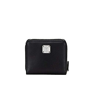 MCM Women's White Black Contrast Logo Small Zip Wallet MZS9ACL13WT001