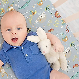 HOPPO Baby&Kids Pack n Play Fitted Pack n Play Playard Sheets Set-2 Pack Portable Mini Crib Sheets, Playard Mattress Cover Soft Cotton, Jungle, Forest & Animals