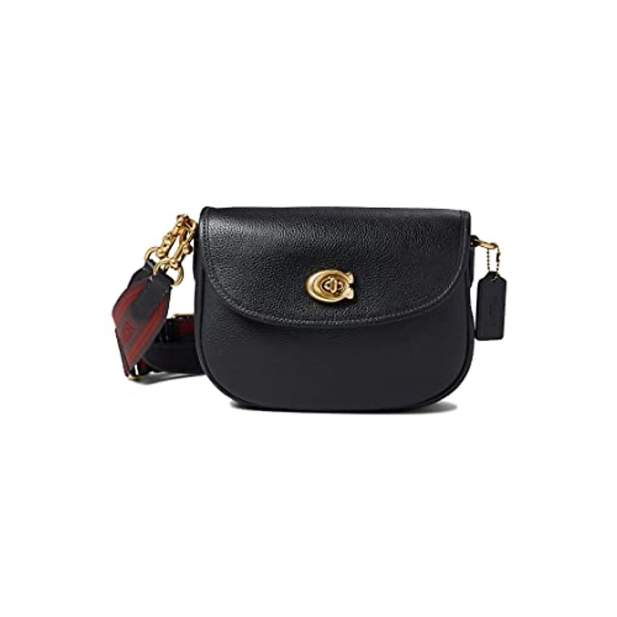 COACH Polished Pebble Leather Willow Saddle Bag Black One Size