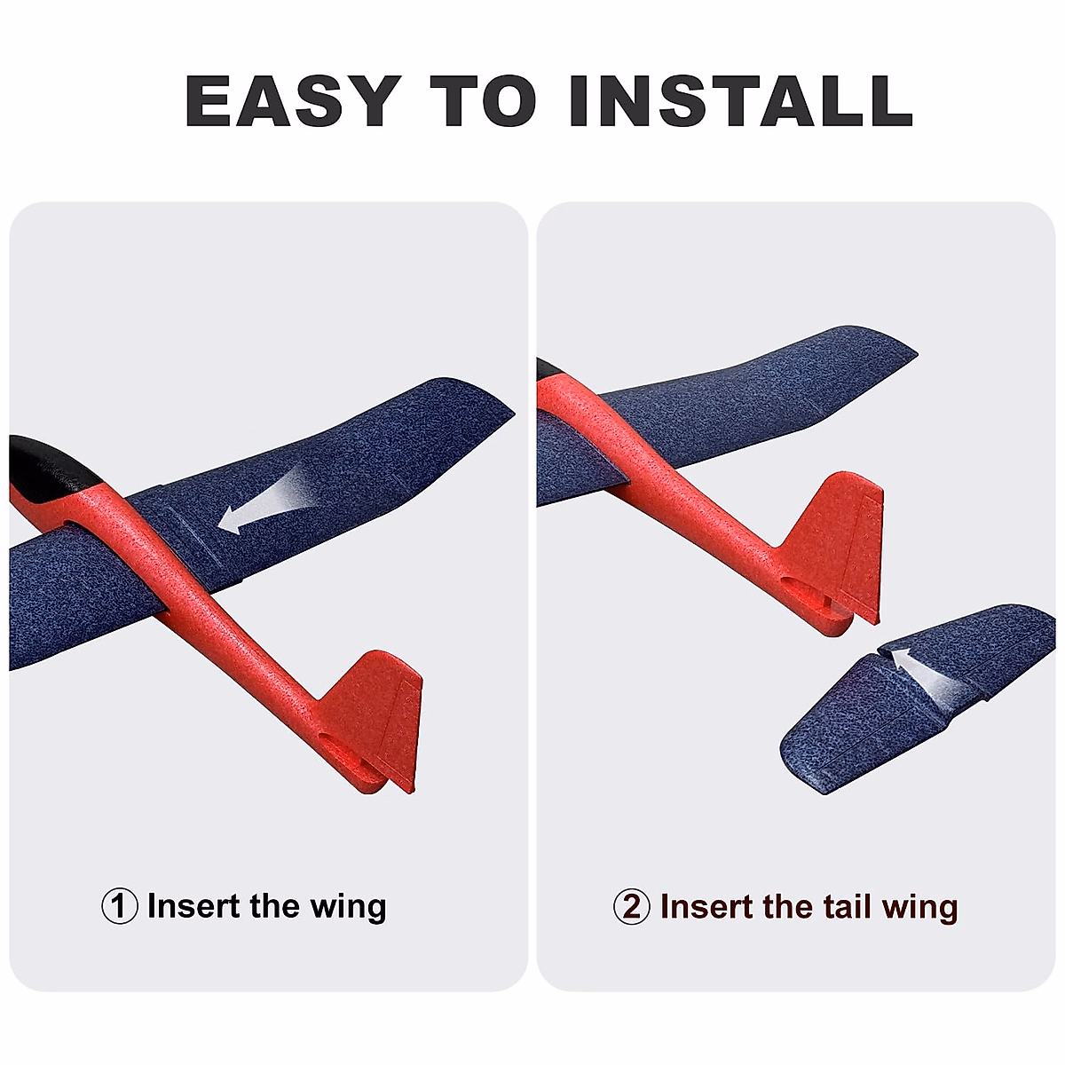 HAWK'S WORK 2 Pcs Foam Glider, 33.8" Super Large Airplane Toy Hand Throwing Plane, Outdoor Play & STEM & RC Conversion for Kids & All Age