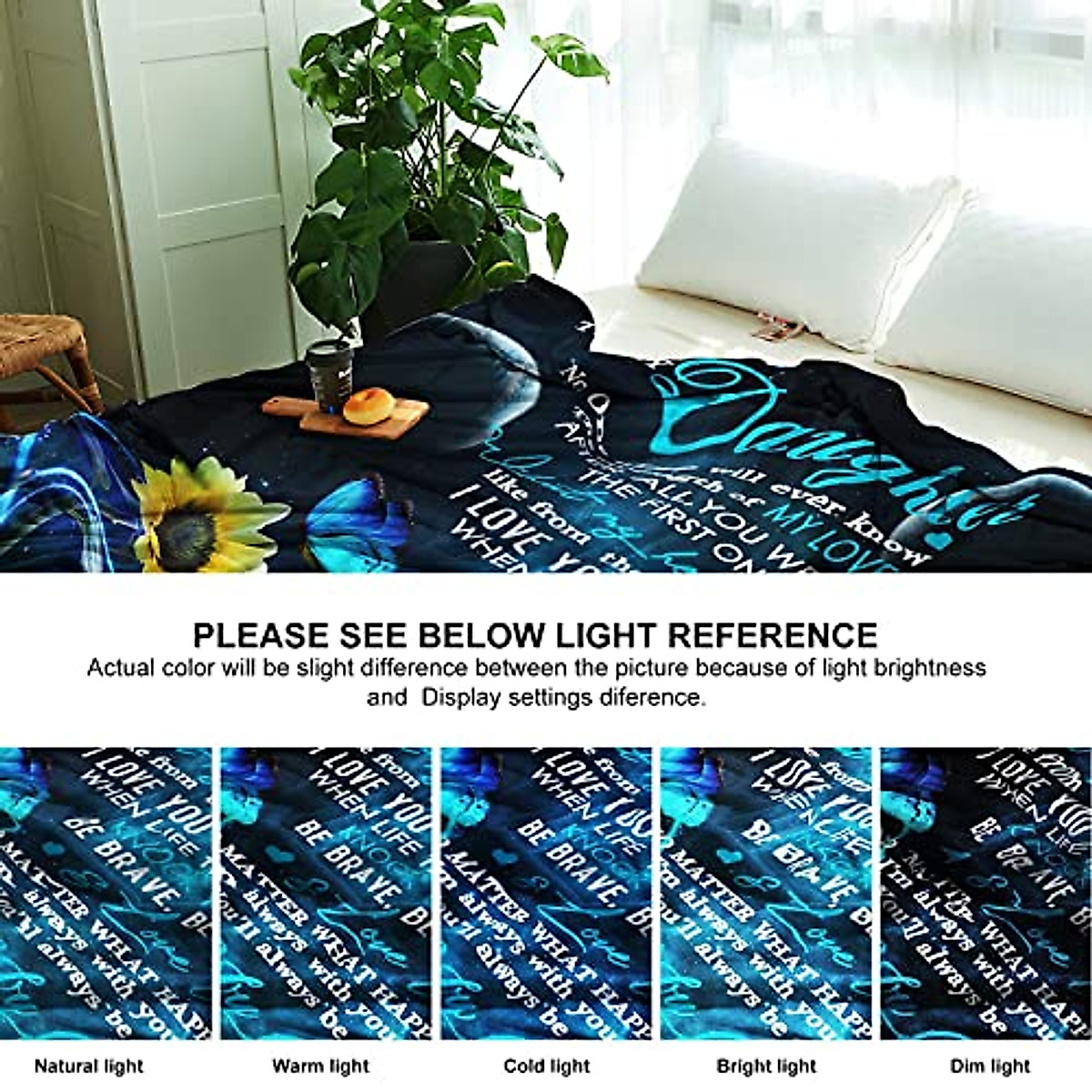 Gift for My Daughter Blanket from Mom as Birthday Present I Love You Letter to Her, Ultra-Soft Flannel Fleece Light Weight Bed Throw (60x50'', Daughter Gift)