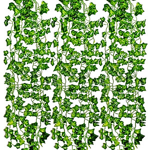 LEFV Ivy Garland 6 Feet Long Artificial Vine Plant Leaves Silk Greenery Chain Wedding Party Supplies Garlands Home Garden Wall Decoration Sweet Potato Leaf, Pack of 1