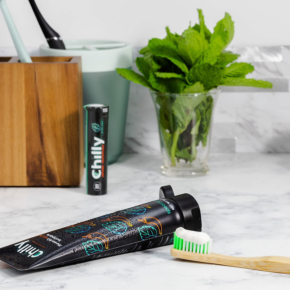 Chilly Toothpaste, Spicy Whitening Toothpaste, Intense Natural Spearmint Flavor + Ghost Pepper Flakes, SLS Free (Pack of 2)