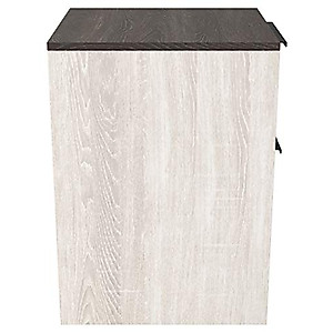 Signature Design by Ashley Dorrinson Modern Farmhouse Filing Cabinet with 2 Drawers, Whitewash & Brown