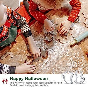 7PCS Large Halloween Cookie Cutters Set, Stainless Steel Metal Halloween Cookie Cutters Shapes - Witch's Hat, Pumpkin, Ghost, Bat Spidder and Cats (Halloween Cookie Cutter)
