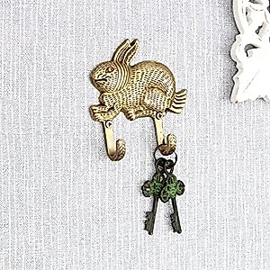 Brass Rabbit Wall Hooks | Bunny Hook | Animal Coat Hooks for Wall | Kids Wall Hooks | Double Prong Coat Hooks | Decorative Kids Hooks | Vintage Rabbit Décor | Rabbit Wall Hook | Double Prong Hooks
