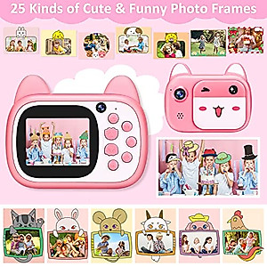 1080P HD Selfie Video Kids Camera Toys with 32GB SD Card, Digital Camera for Kids,Toddler Camera for Girls & Boys as Birthday, Pink