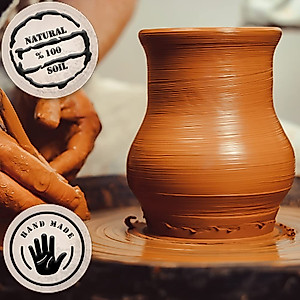 Handmade Clay Pot for Testi Kebab, Unglazed Earthenware Pot for Cooking, Clay Cooking Pots, Authentic Cappadocia Kebab Tandoori (Large 10 in)