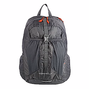 Eddie Bauer Stowaway Packable Backpack 30L with Water Resistant Finish and 2 Mesh Side Pockets, Dark Smoke, One Size