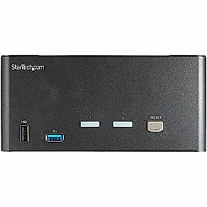 StarTech.com 2 Port Triple Monitor DisplayPort KVM Switch - 4K 60Hz UHD HDR - Desktop DP 1.2 KVM with 2 Port USB 3.0 Hub (5Gbps) & 4X USB 2.0 HID Ports, Audio - Hotkey Switching - TAA (SV231TDPU34K)