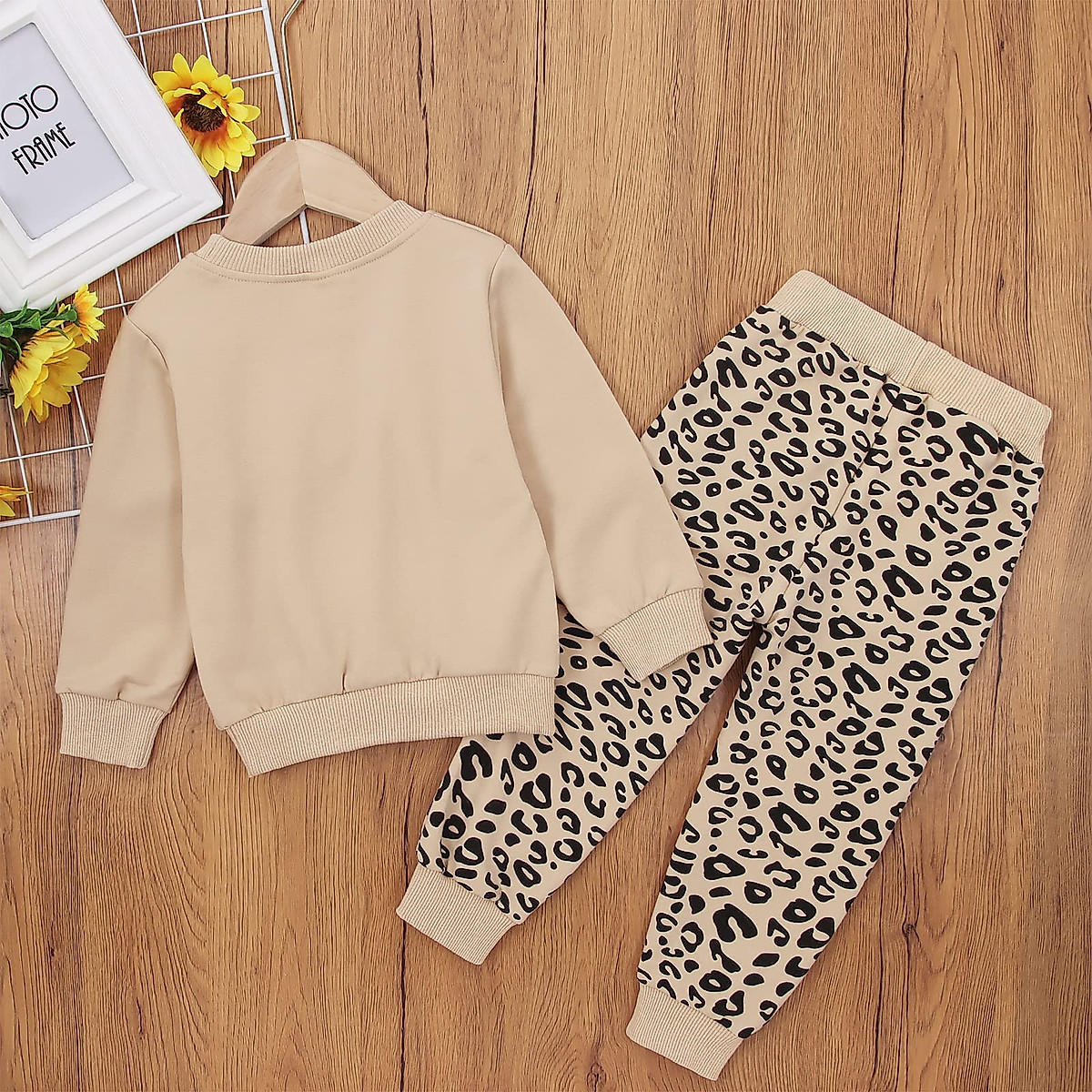 CM C&M WODRO Toddler Infant Baby Girl Clothes Fall Winter Long Sleeve Sweatshirts Pants 2 Piece Cute Outfits Leggings Set 1-6T (Khaki, 2-3T)