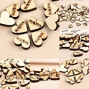 AkoMatial Decorative Wood Wooden Buttons, Rustic Wooden 100pcs Wood Love Heart Stars Wedding Table Scatter Decoration Crafts #3