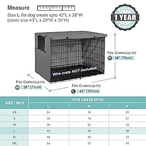 Explore Land 42 inches Dog Crate Cover - Durable Polyester Pet Kennel Cover Universal Fit for Wire Dog Crate (Gray)