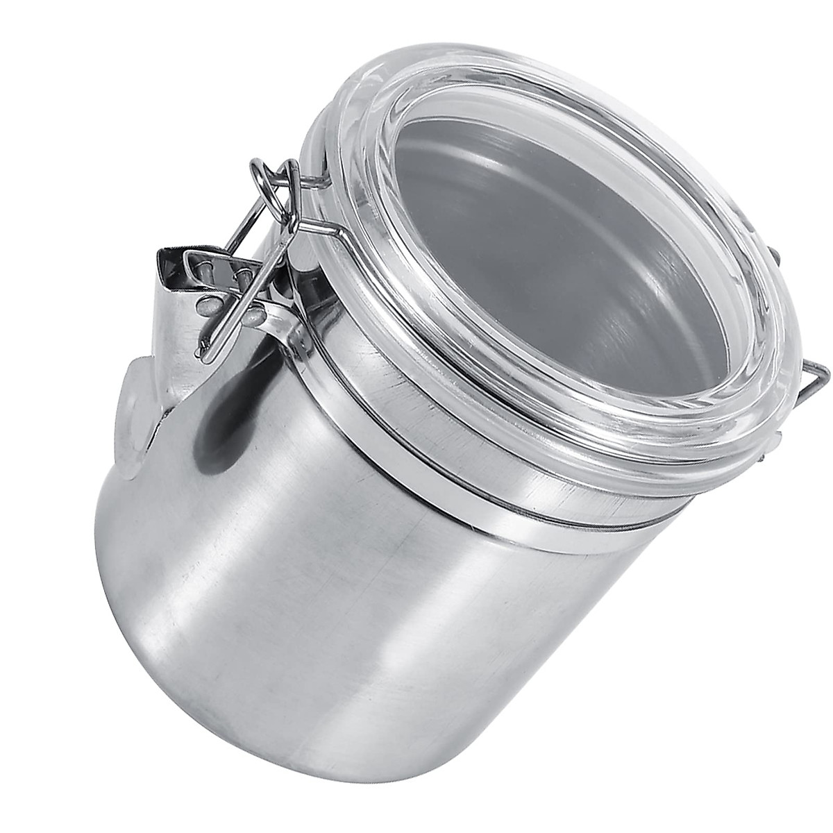 Food Containers, Container Set with Clear Arylic Lid and Locking Clamp Lid Stainless Steel Airtight Canister,Food Storage (M)