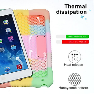 Adocham Kids Case for iPad Mini 5 4 3 2 1,Durable Shockproof Protective Silicone Cover for Apple 7.9 inch Kids iPad Mini/Mini 2/Mini 3/Mini 4/Mini 5 Case with Stand Handle(Rainbow)