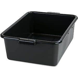 Carlisle FoodService Products Comfort Curve Tote Box Bus Box with Reinforced Rim for Kitchen, Restaurants, And Fast Food, Plastic, 7 Inches, Black