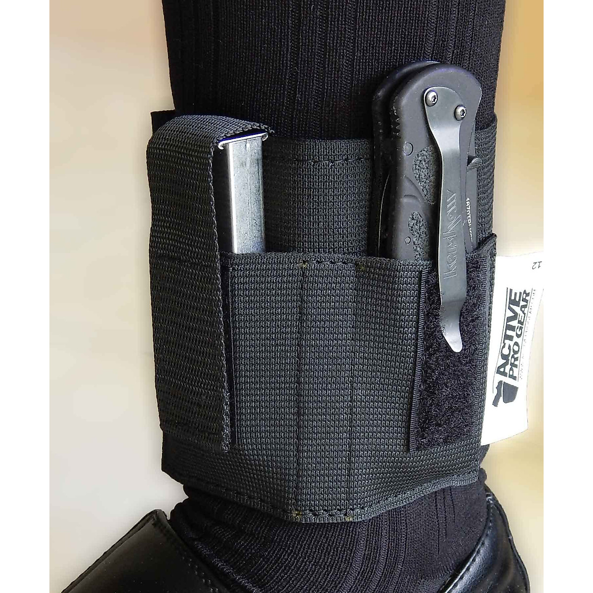 Ankle Holster Magazine Carrier for Concealed Carry | Ankle Carrier for Gun Magazines, Pocket Knife, Flashlight, Multi-Tool | Leg Carry Pistol Magazine Pouch | ActiveProGear