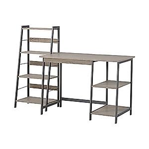 Signature Design by Ashley Soho Modern Home Office Desk & 4-Shelf Bookcase Set, Reclaimed Wood