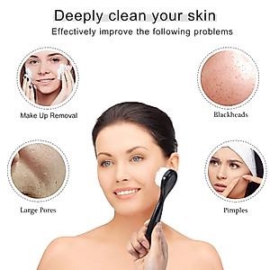 Facial Cleansing Brush, 3 Packs Manual Face Brushes for Cleansing and Exfoliating, Face Scrubber to Massage, Deep Pore Exfoliation, Makeup Remove and Skin Care with Soft Bristles & Lid, Black