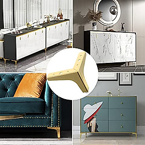 MILDWOO Metal Furniture Legs 4 Inch, 8 PCS Triangle Furniture Feet Modern Style Furniture Sofa Legs, Heavy Duty Replacement Gold Legs for Cabinet, Cupboard, Table, Sofa, Couch Chair